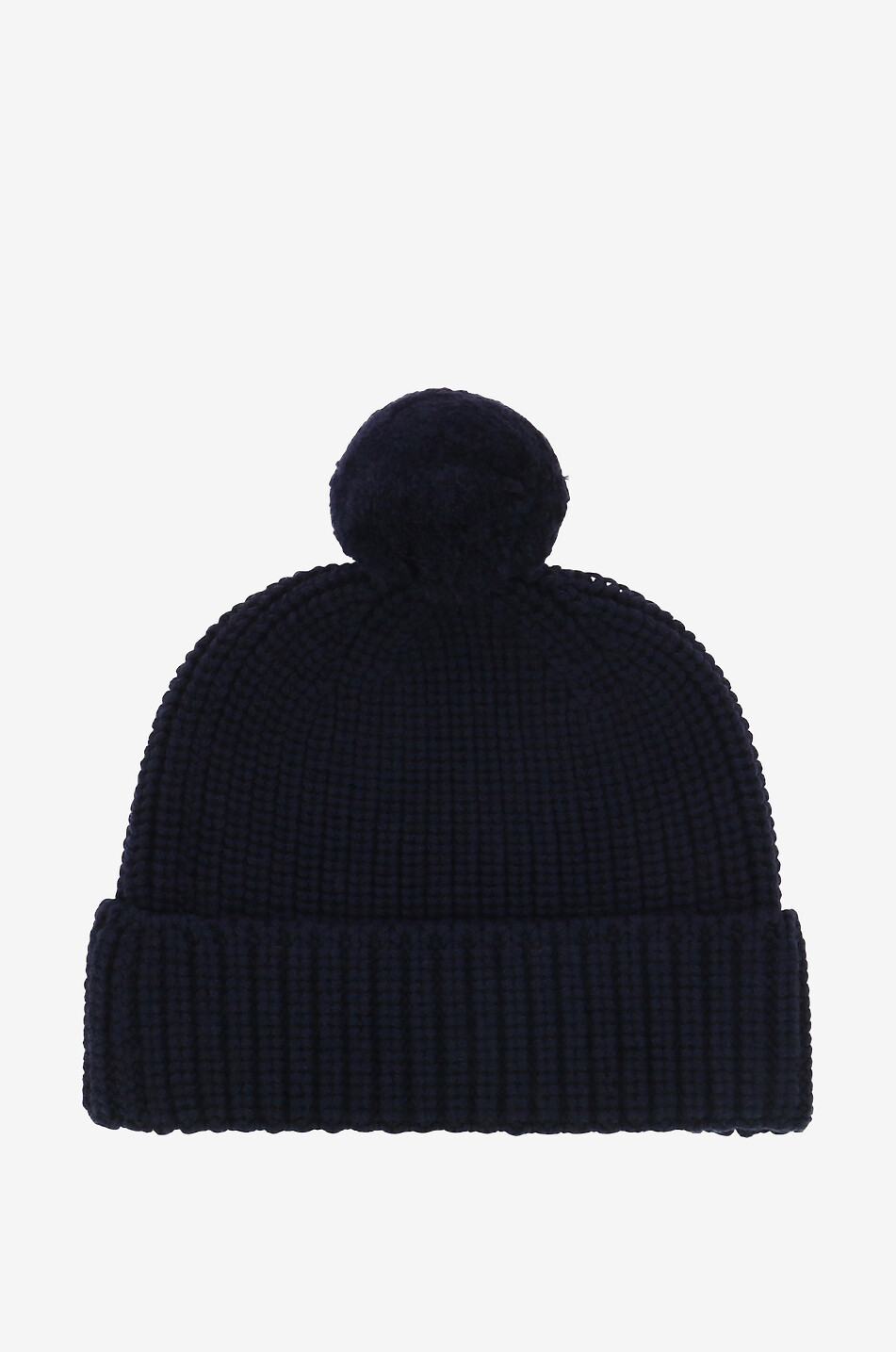 Bonnet en laine mérinos à pompon - FABIANA FILIPPI - BLEU FONCE ...