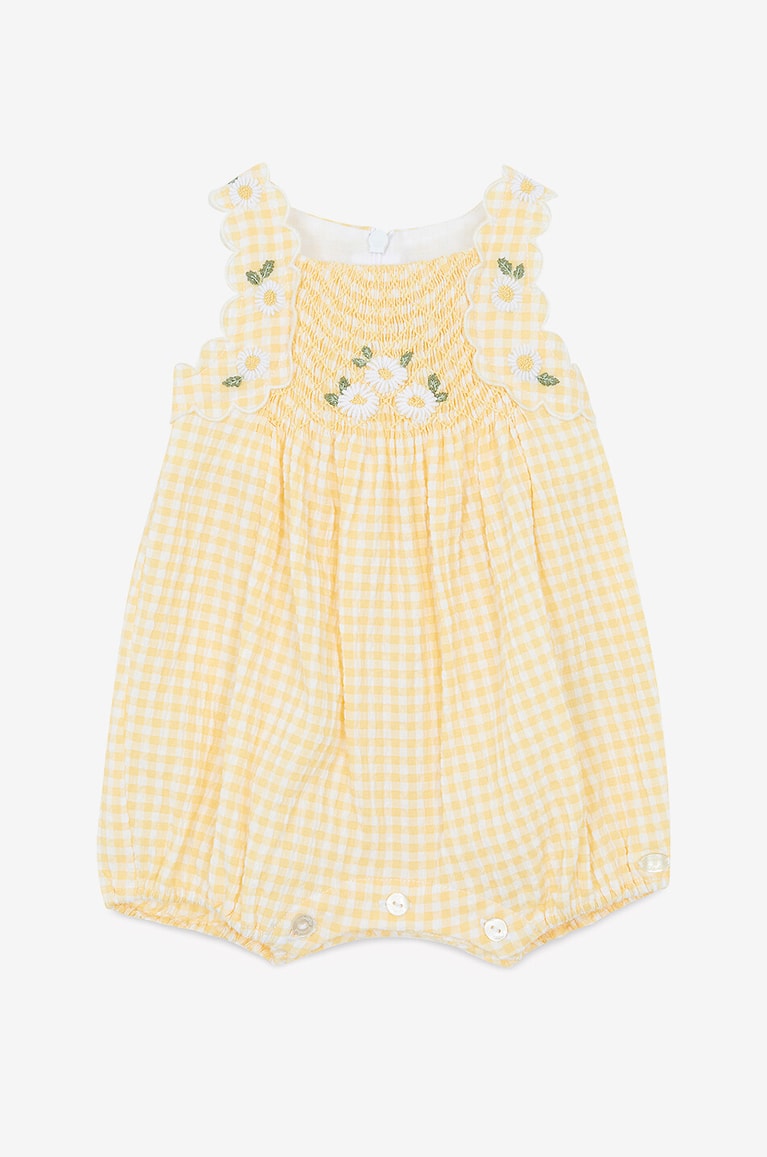 Combi-court bébé à carreaux vichy et broderies marguerite - TARTINE ET ...