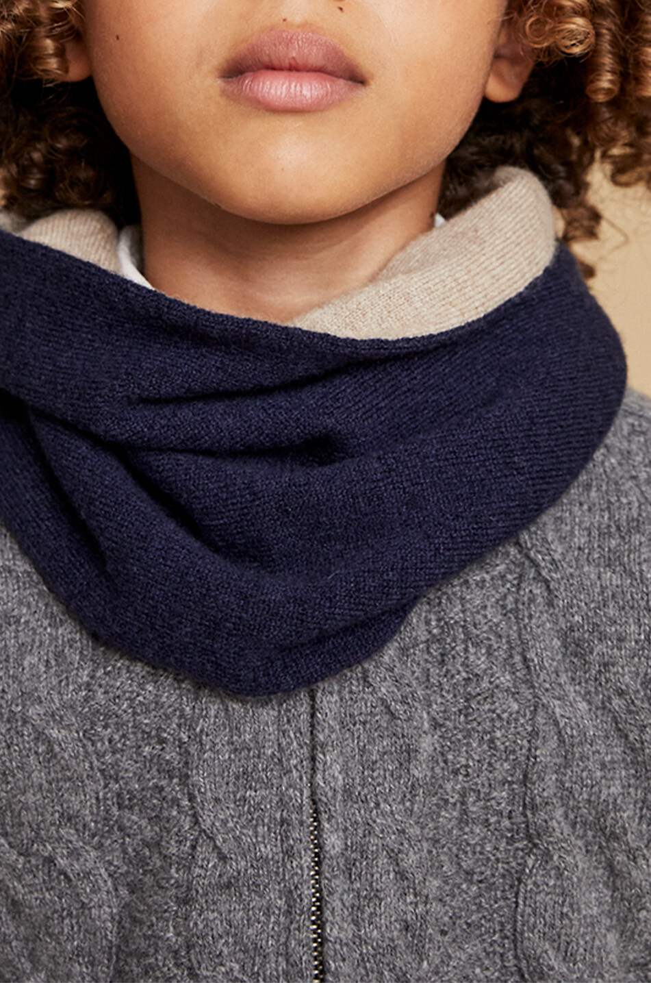 Wool and cashmere boys' reversible snood - J&JOSH - MULTI COLOURED 2 ...