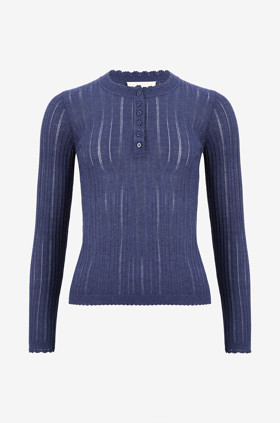 Langärmeliges Top im Lochstrick Delia - ULLA JOHNSON - DUNKELBLAU - Bongénie