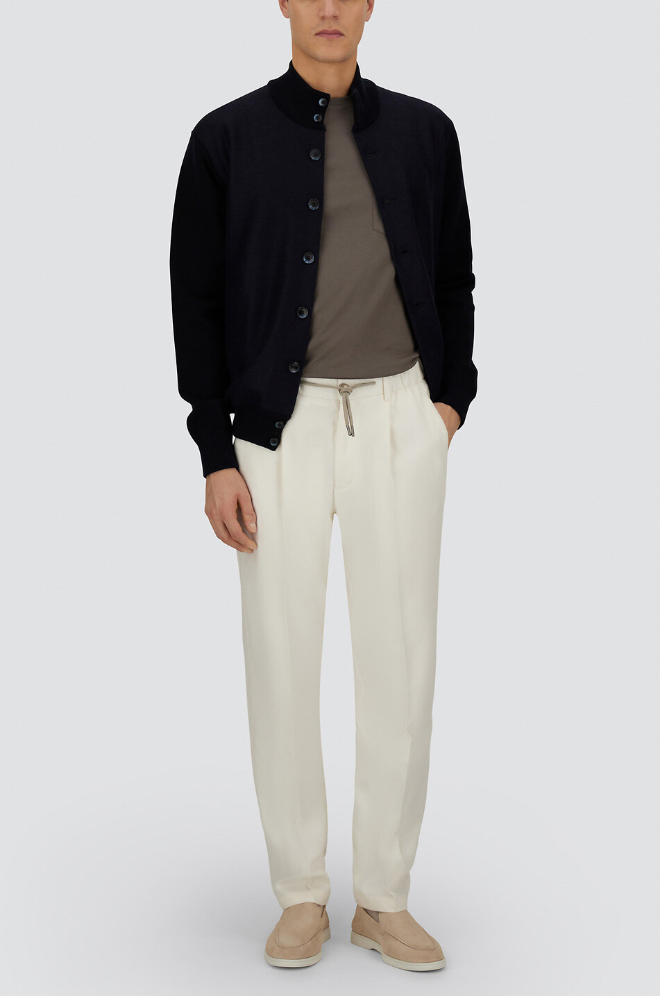 Resort felted cashmere blend cardigan - HERNO - DARK BLUE - Bongénie