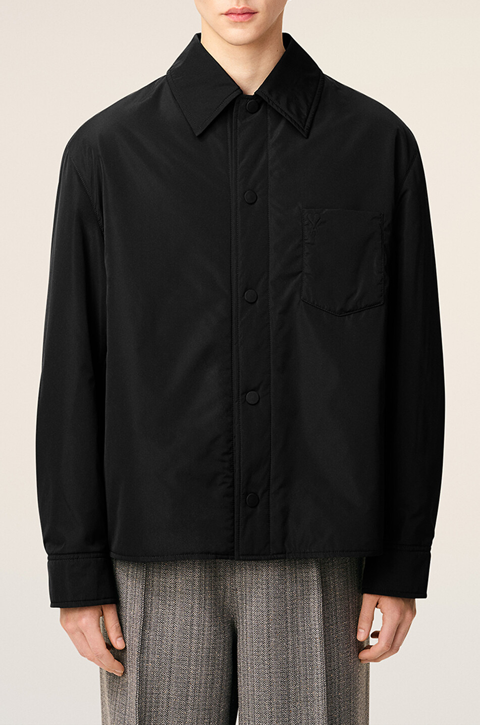 Short technical taffeta overshirt - AMI - BLACK - Bongénie