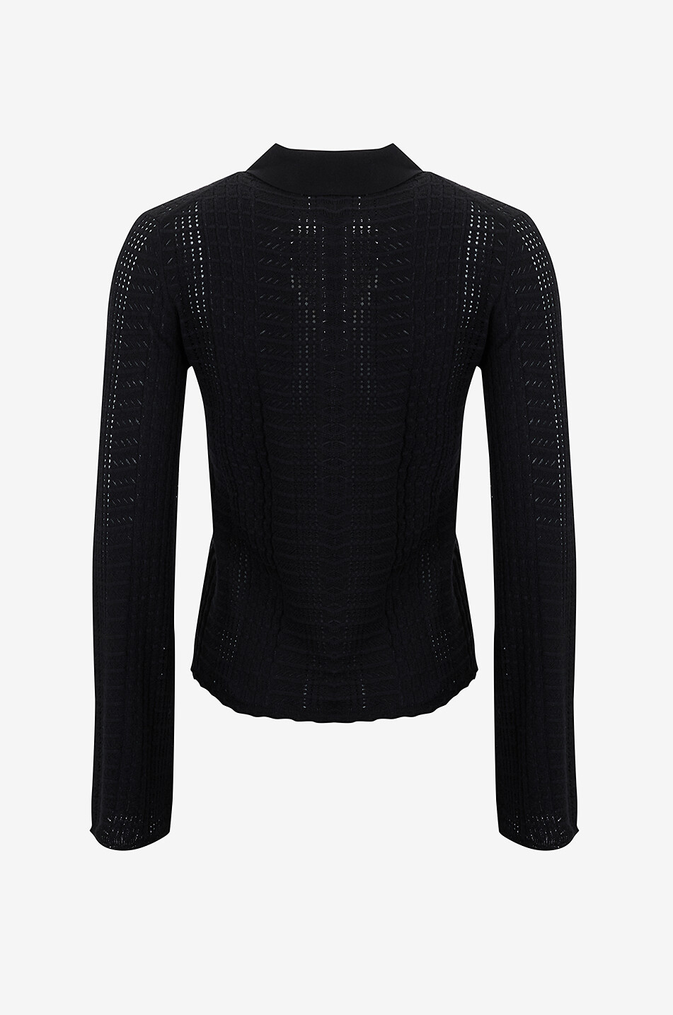 Tiha fitted openwork polo jumper - LOULOU DE SAISON - BLACK - Bongénie