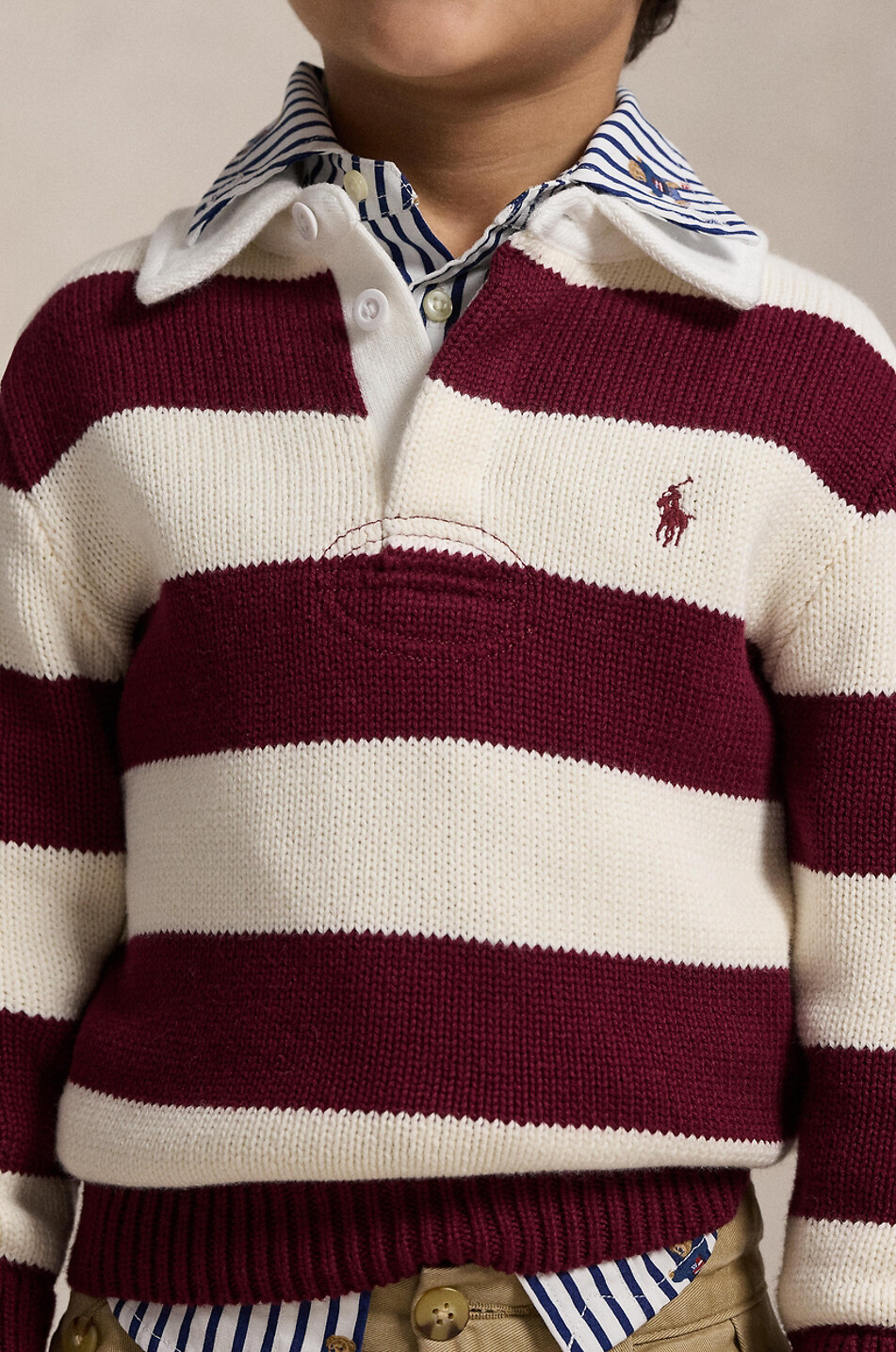 Pull polo rayé en coton garçon Rugby - POLO RALPH LAUREN - ROUGE FONCÉ ...