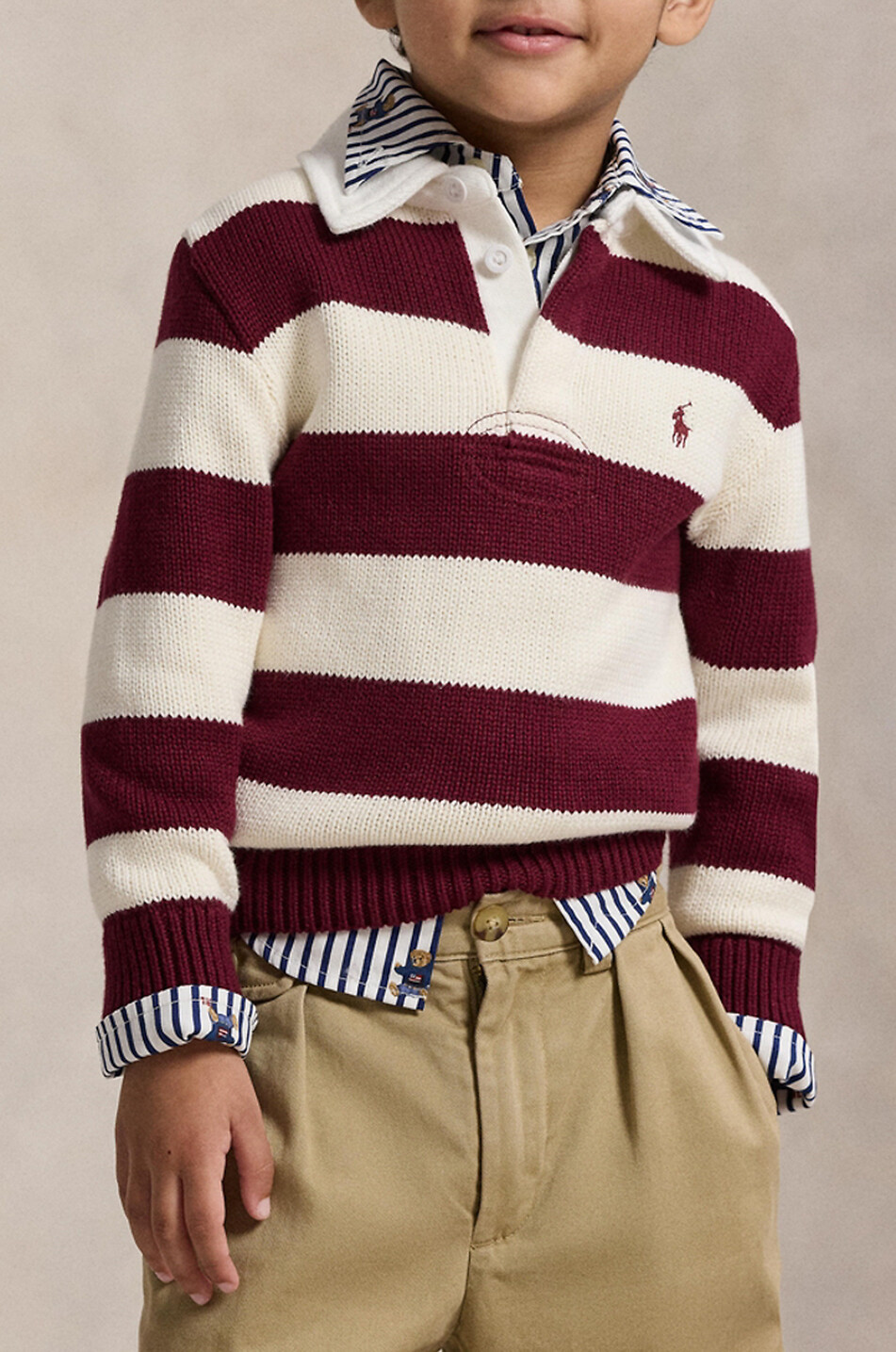 Pull polo rayé en coton garçon Rugby - POLO RALPH LAUREN - ROUGE FONCÉ ...