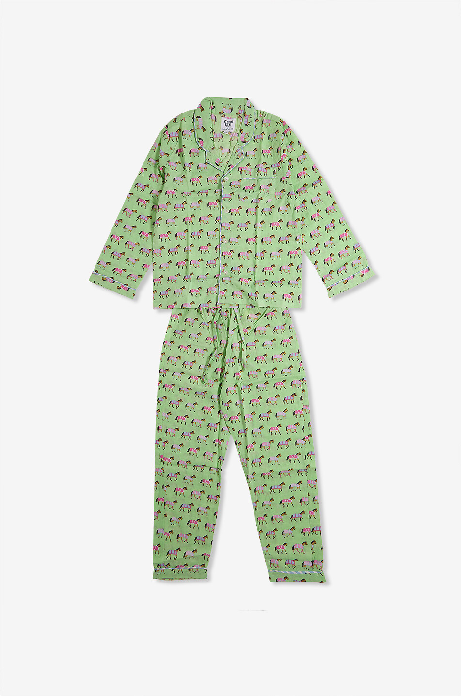 Kinder-Pyjama aus bedrucktem Stoff Kiki - STUDIO BRAI - GRÜN - Bongénie