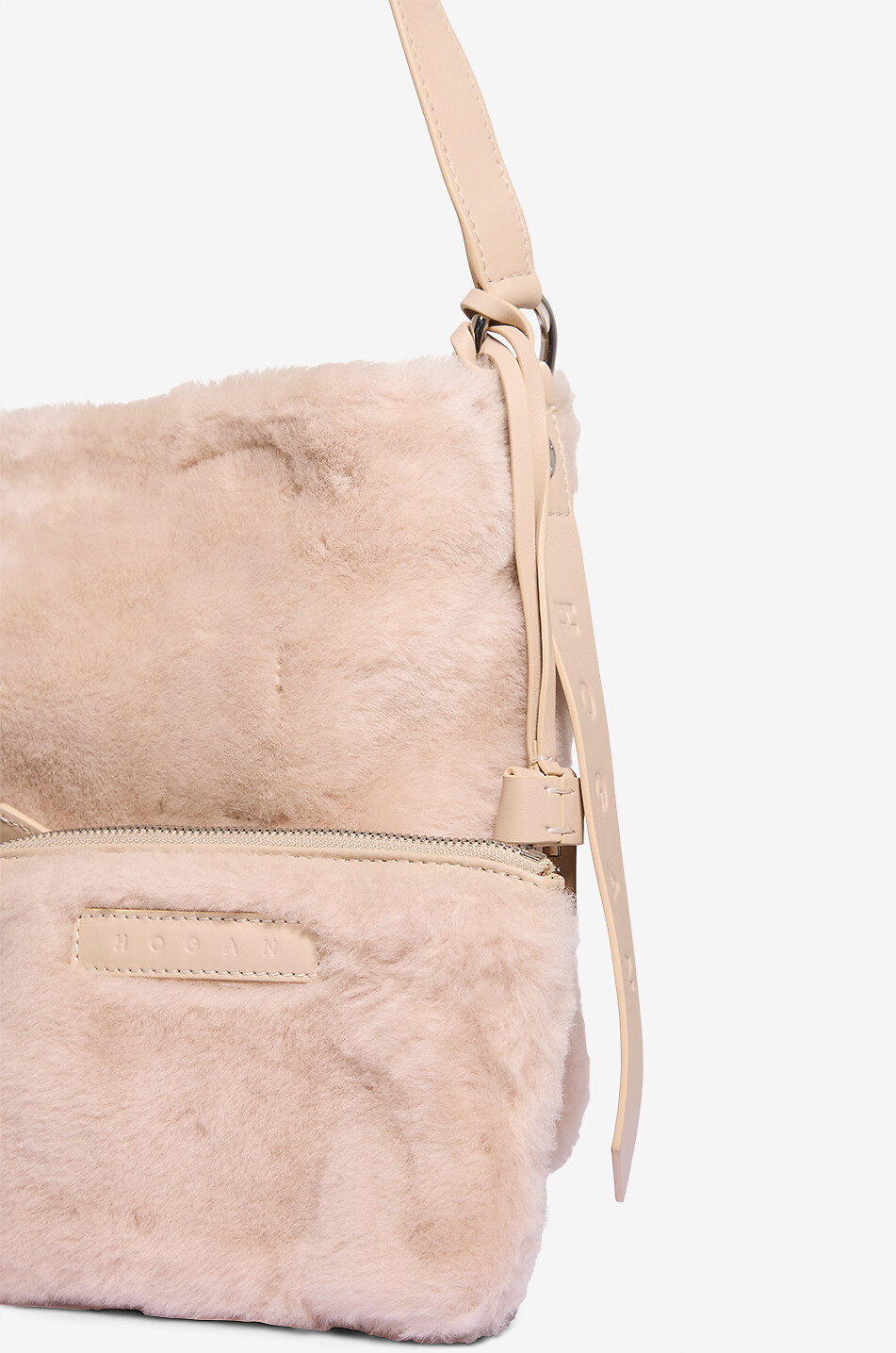 Schultertasche aus Shearling Hobo Hocket - HOGAN - CREMEFARBEN - Bongénie
