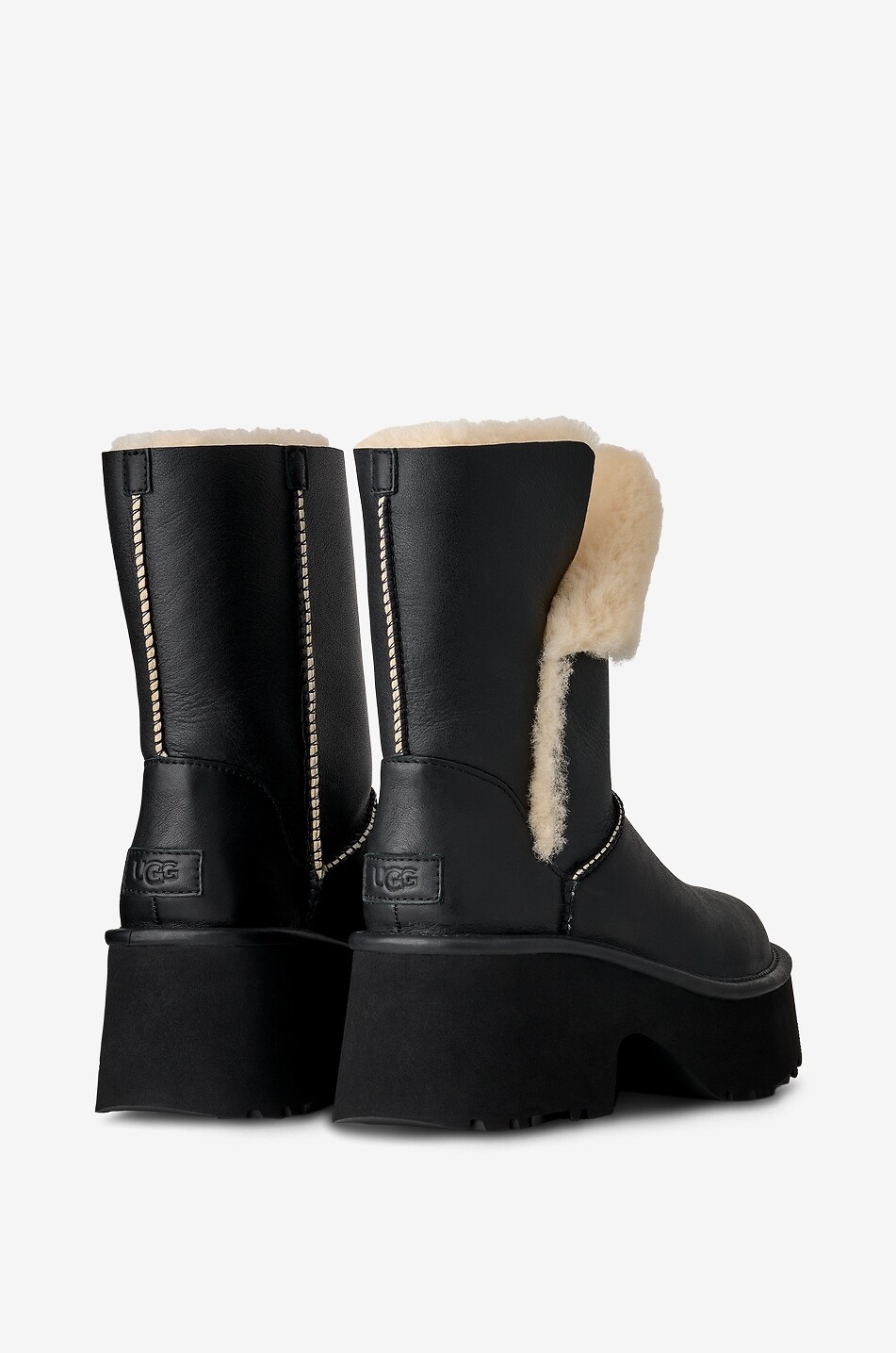 Classic Esmee smooth leather platform ankle boots - UGG - BLACK - Bongénie