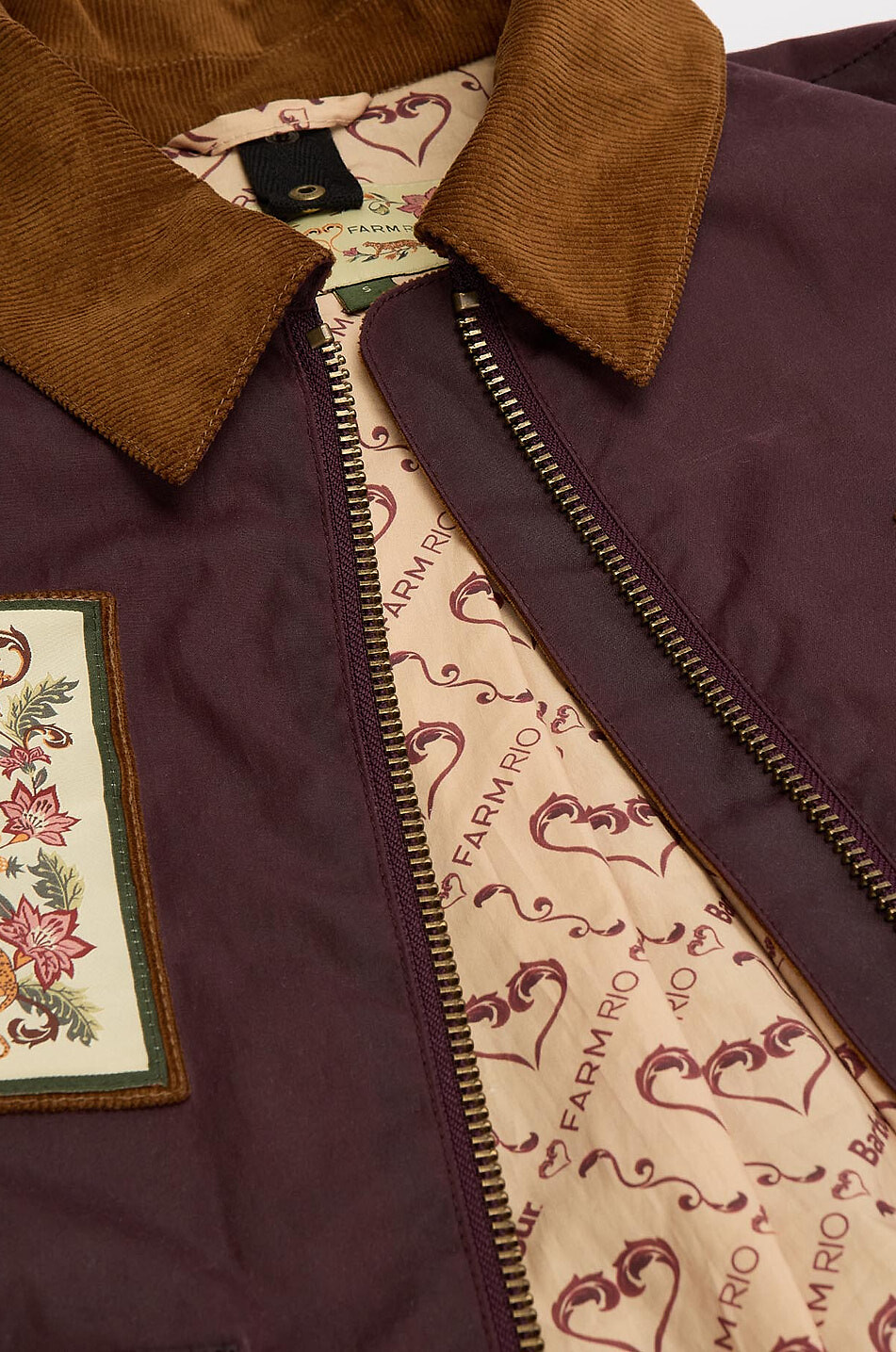Thais Bow boxy oilcloth jacket - BARBOUR X FARM RIO - DARK PURPLE ...