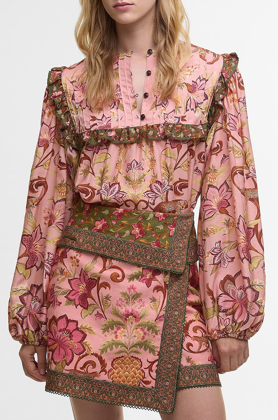 Bedruckte Bluse mit Latz Cami - BARBOUR X FARM RIO - ROSA - Bongénie