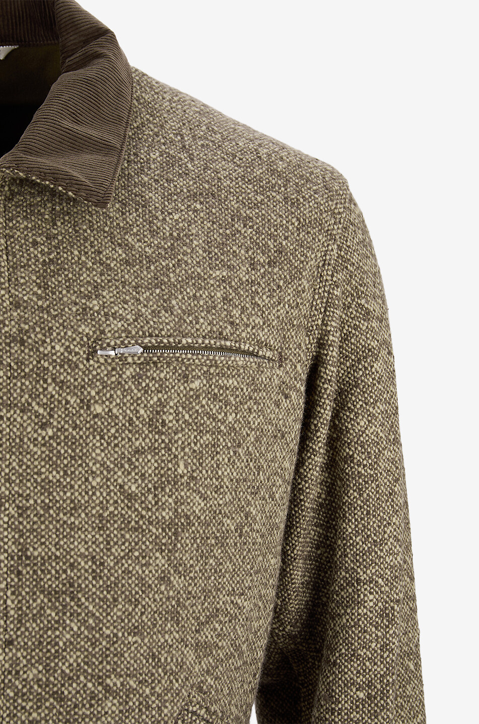 Short tweed jacket with shirt collar - AURALEE - BROWN - Bongénie