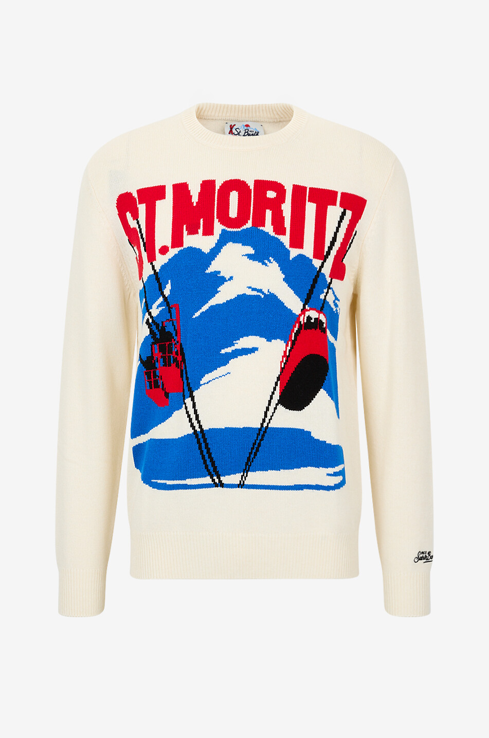 Pull en maille à col rond St Moritz - MC2 SAINT BARTH - BLANC CASSE ...