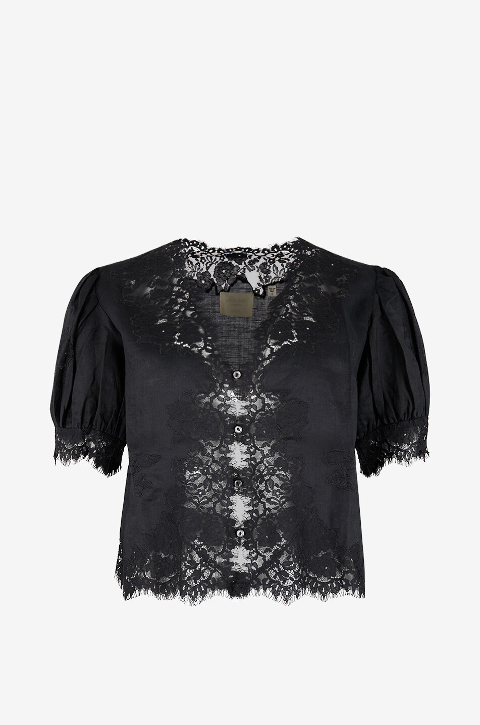 Top en toile à manches bouffantes Idella - DÔEN - NOIR - Bongénie