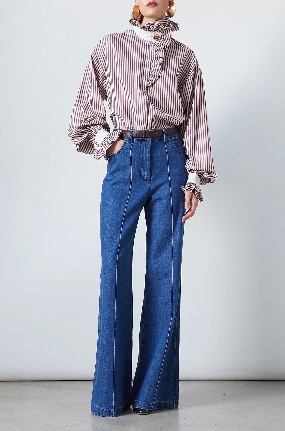 Pantalon évasé taille haute Elvis - THE LABEL EDITION - BLEU - Bongénie ...